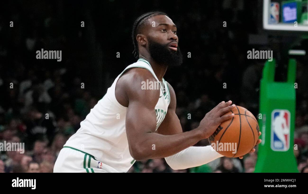 Boston Celtics guard Jaylen Brown (7) during the first half of an NBA ...