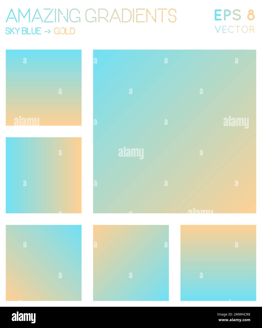 Colorful gradients in sky blue and gold color tones. Actual gradient background, tempting vector ...