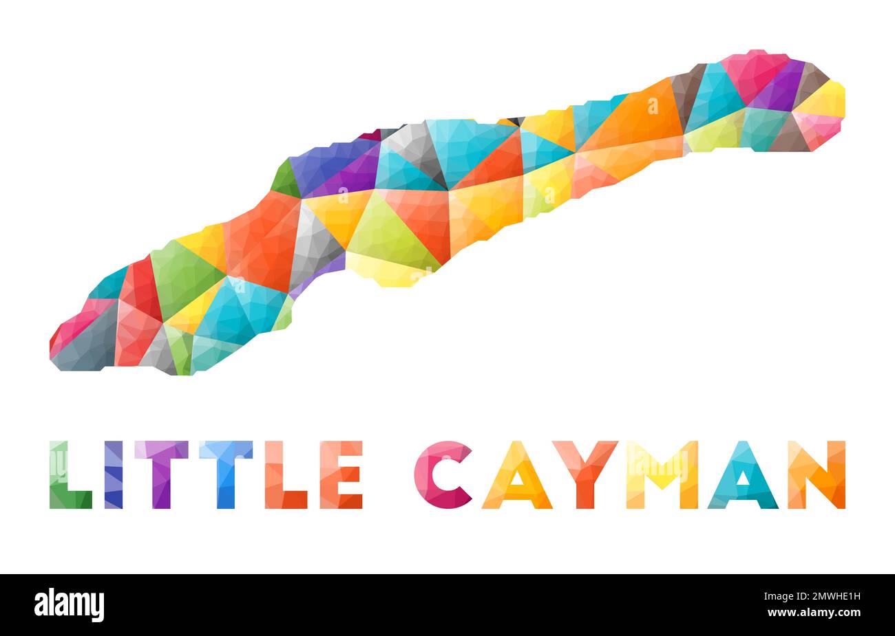 Little Cayman - colorful low poly island shape. Multicolor geometric ...