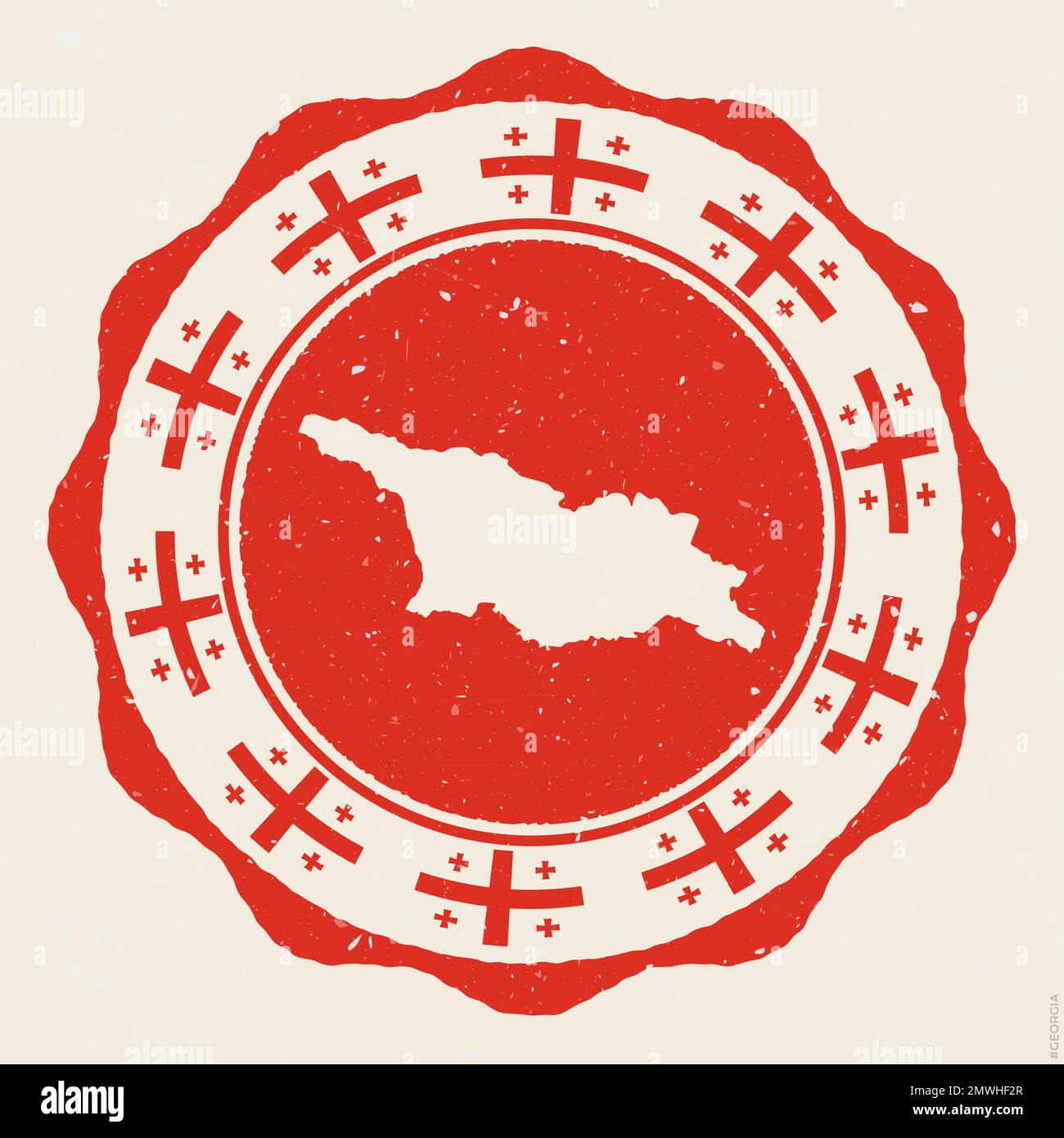 Georgia vintage sign. Grunge round logo with map and flags of Georgia ...