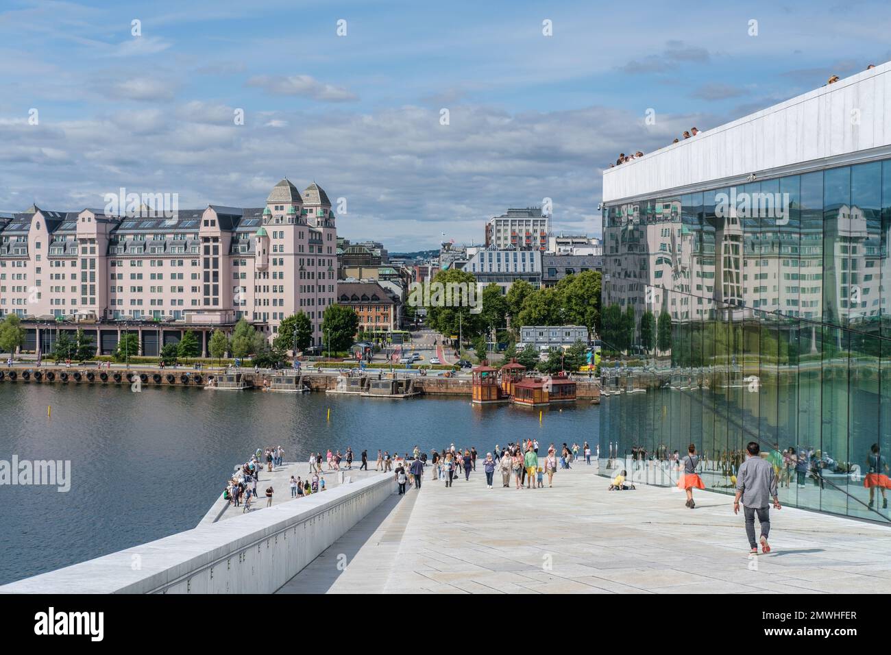 An aerial view of cityscape Oslo surrounded by buildings Stock Photo ...
