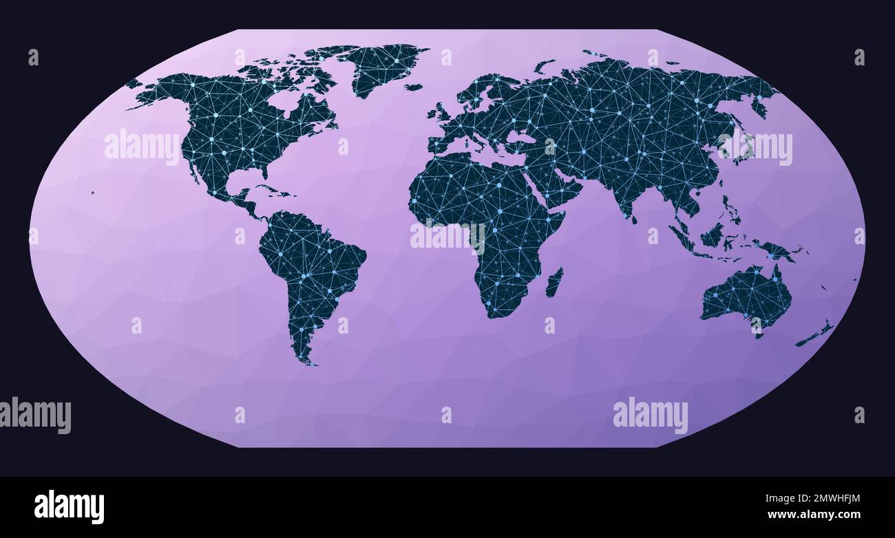 Global network concept. Wagner VI projection. World network map. Wired ...