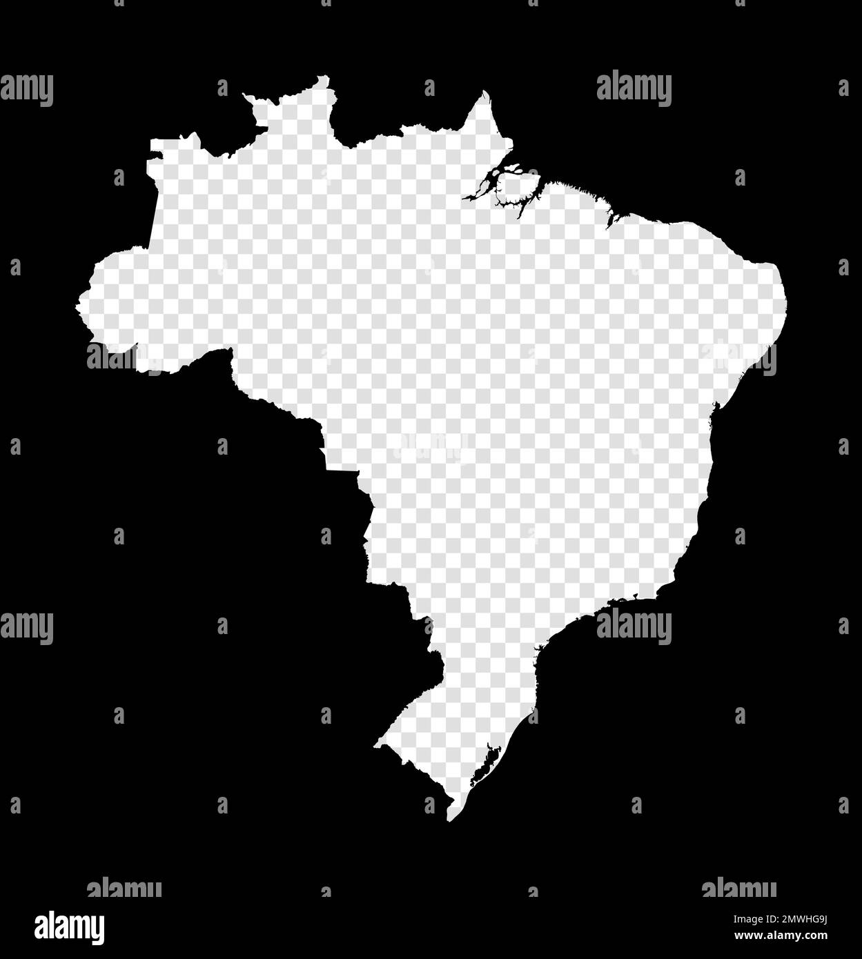 Stencil map of Brazil. Simple and minimal transparent map of Brazil ...