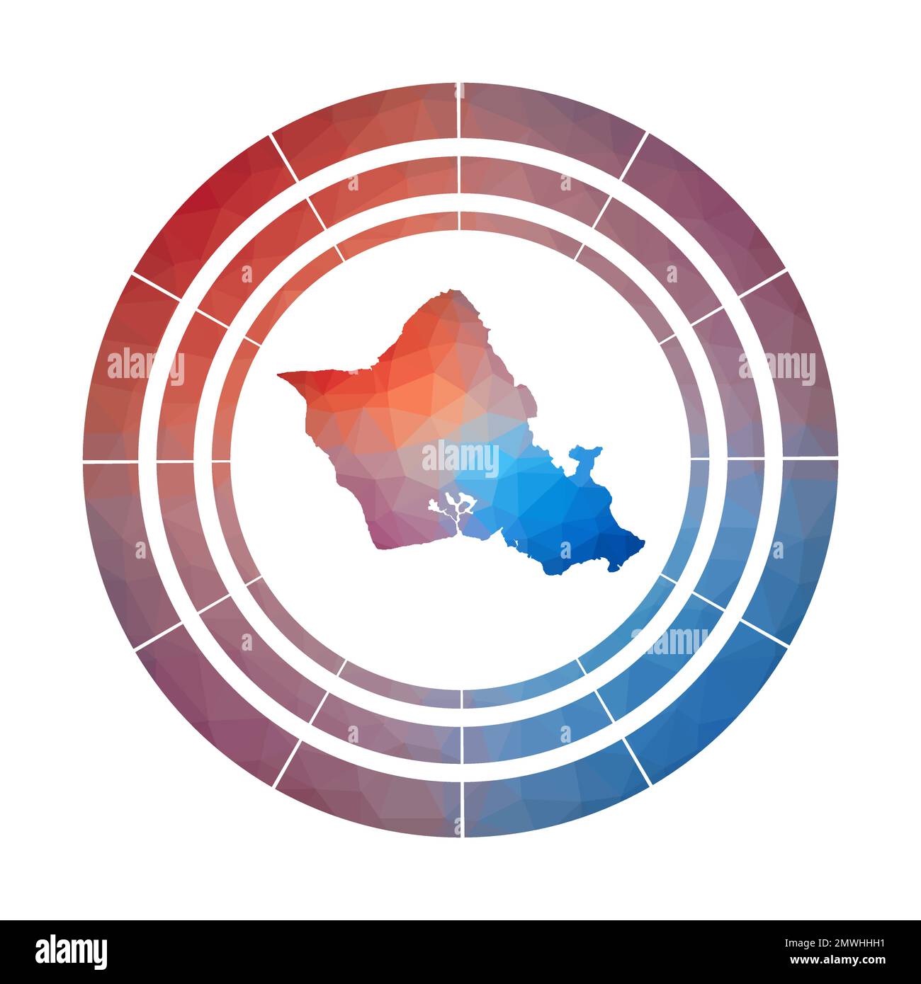 Oahu badge. Bright gradient logo of island in low poly style ...