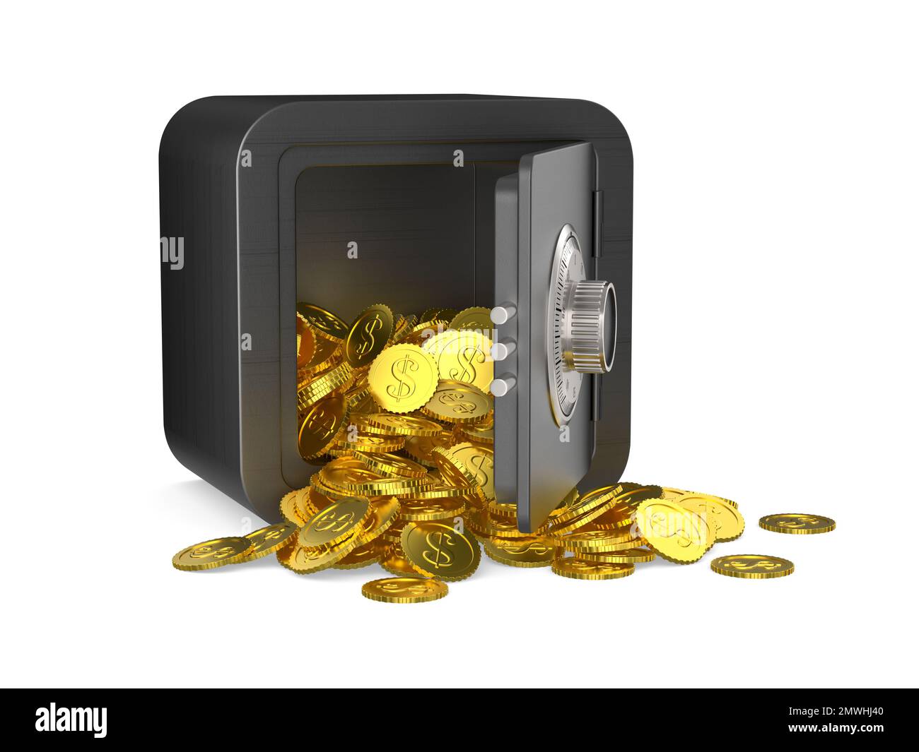 open safe with money on white background. Isolated 3d illustration ...