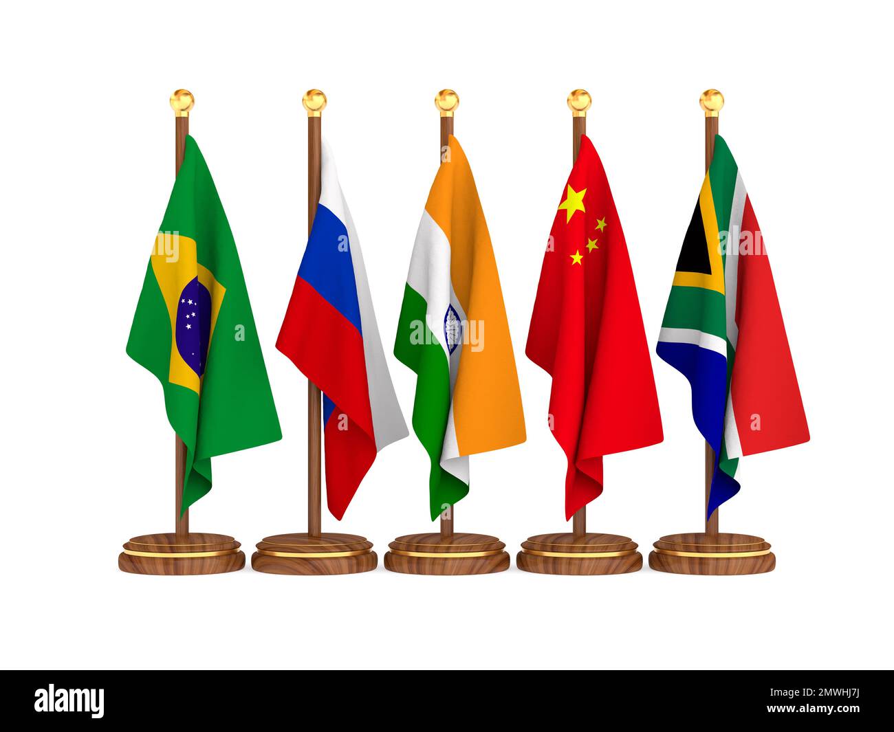 Set flags BRICS on white background. Isolated 3D illustration Stock ...