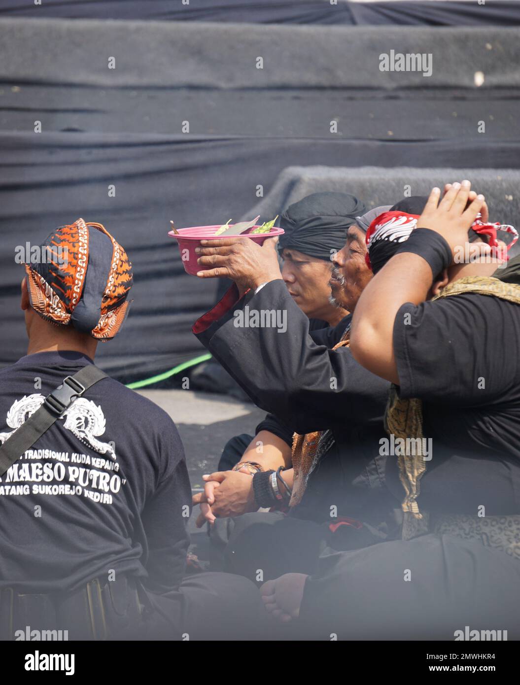 Indonesian do rituals before performing Jaranan dance (kuda lumping ...