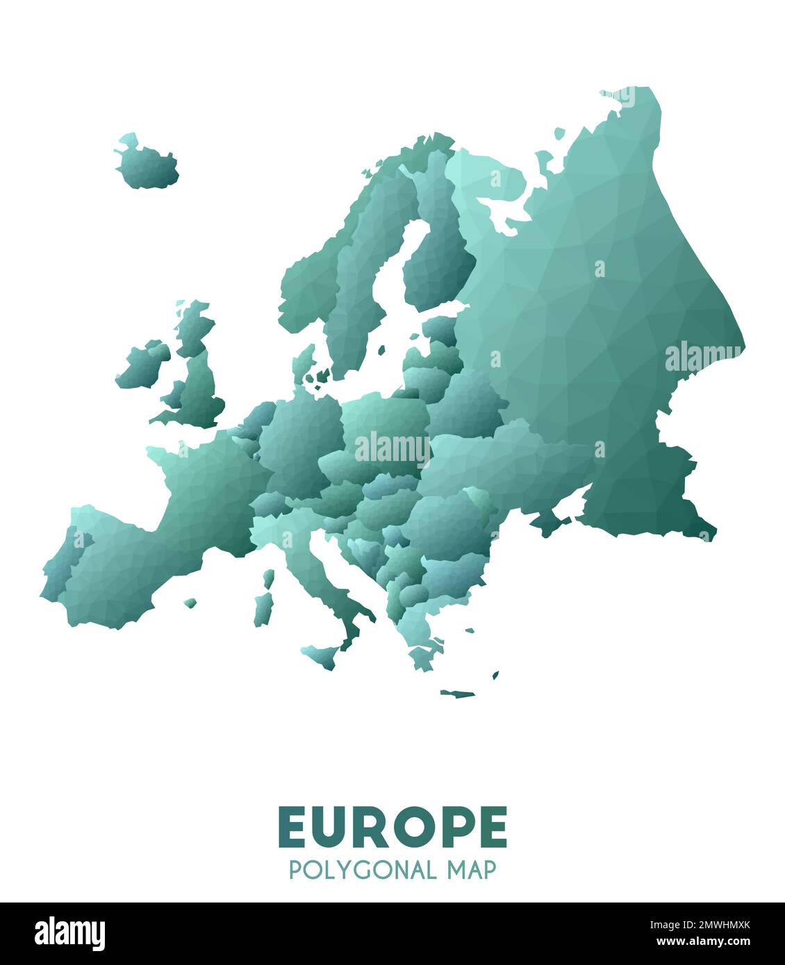 Europe Map. Actual low poly style continent map. Magnetic vector ...