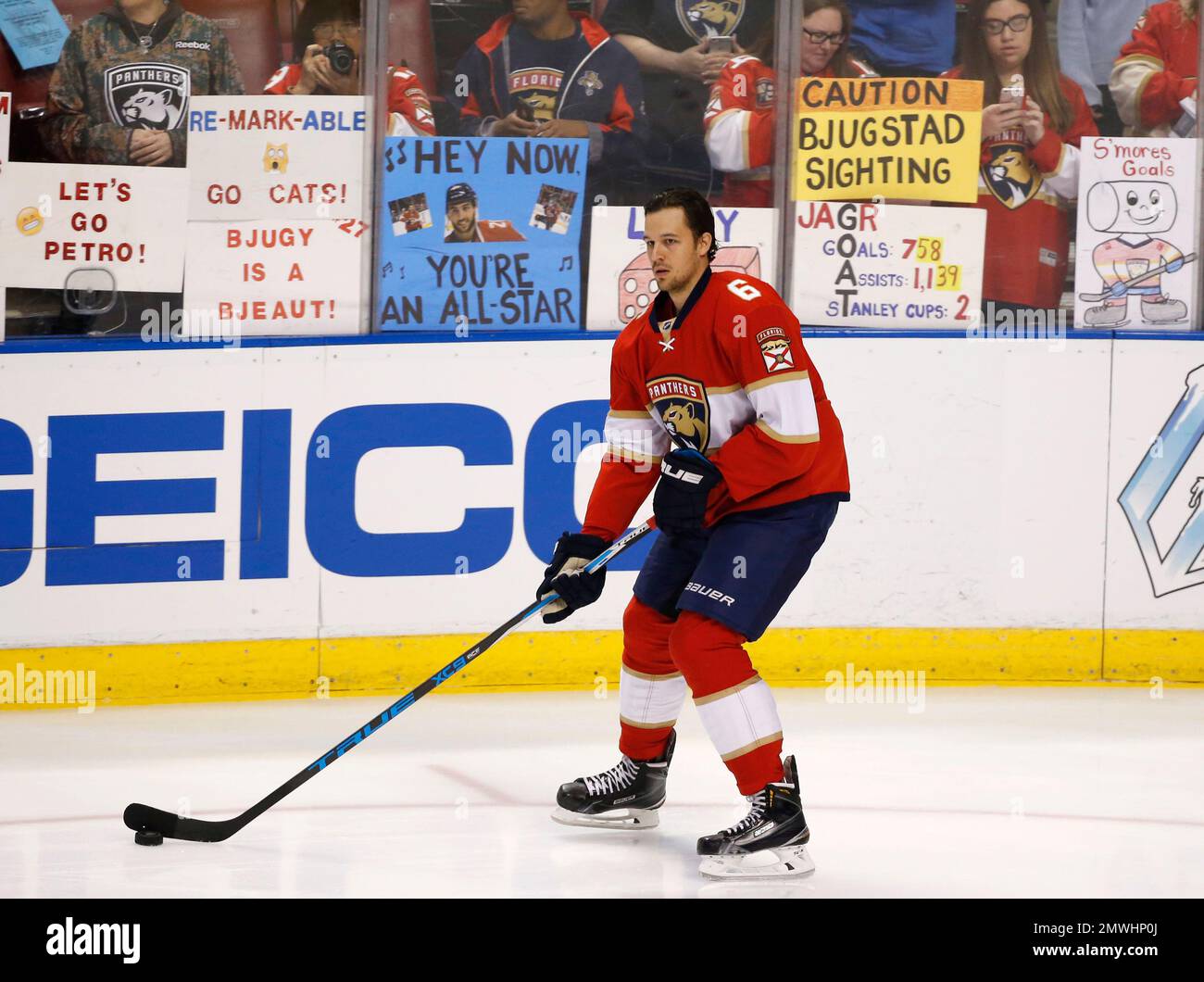 Florida Panthers defenseman Alex Petrovic skates during warmups before ...