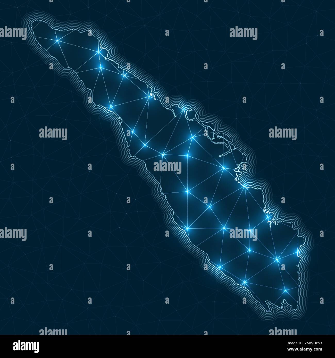 Sumatra network map. Abstract geometric map of the island. Digital ...
