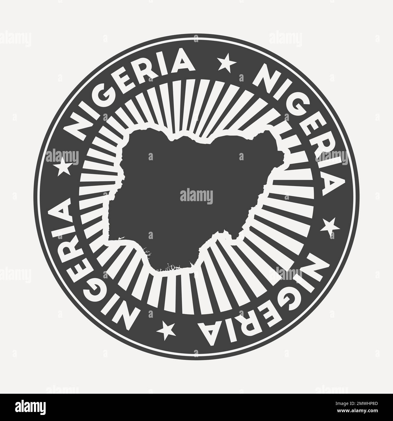 Nigeria round logo. Vintage travel badge with the circular name and map ...