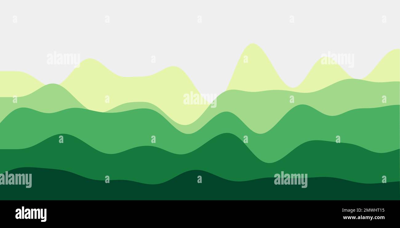 Abstract yellow green hills background. Colorful waves vibrant vector ...