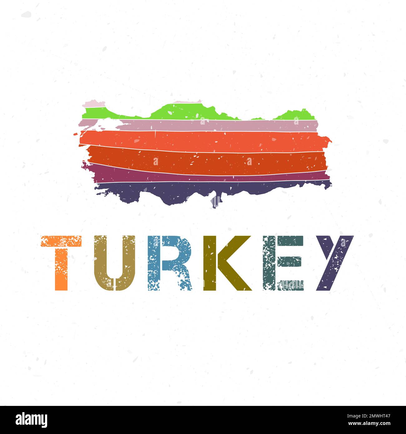 Turkey map design. Shape of the country with beautiful geometric waves ...