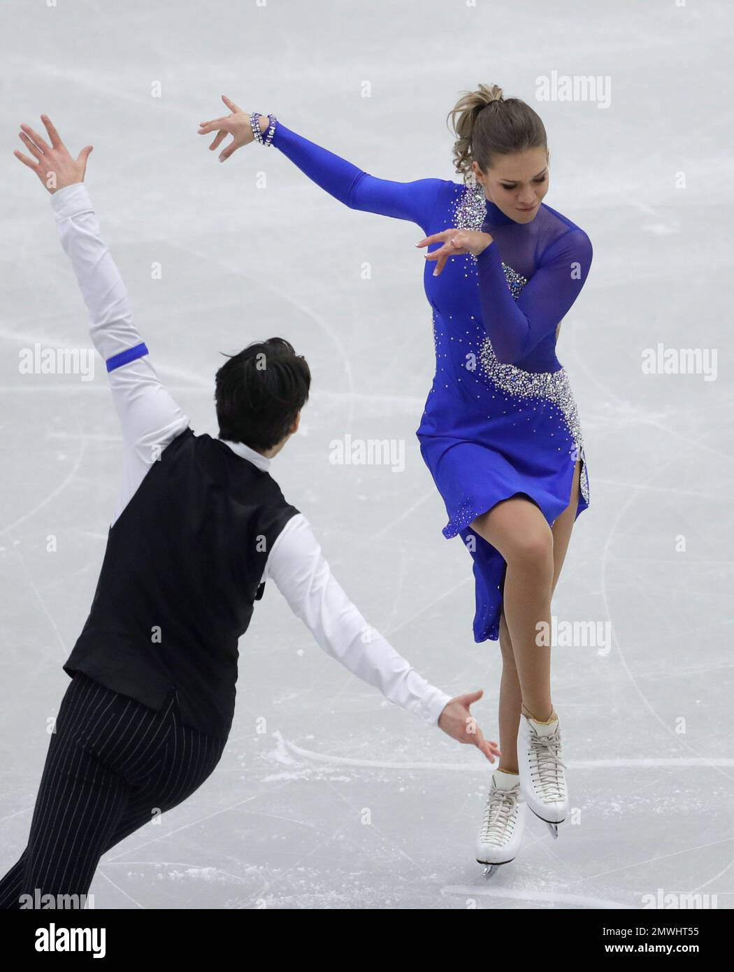 Alisa Agofonova and Alper Ucar, of Turkey, skate their short dance at ...