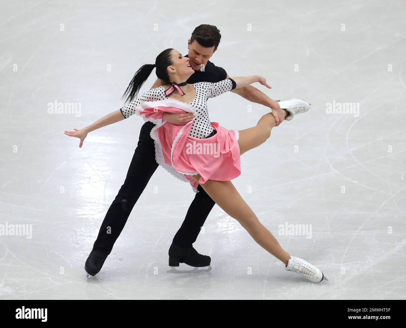 Charlene Guignard and Marco Fabri, of Italy, skate their short dance at the Figure Skating ...