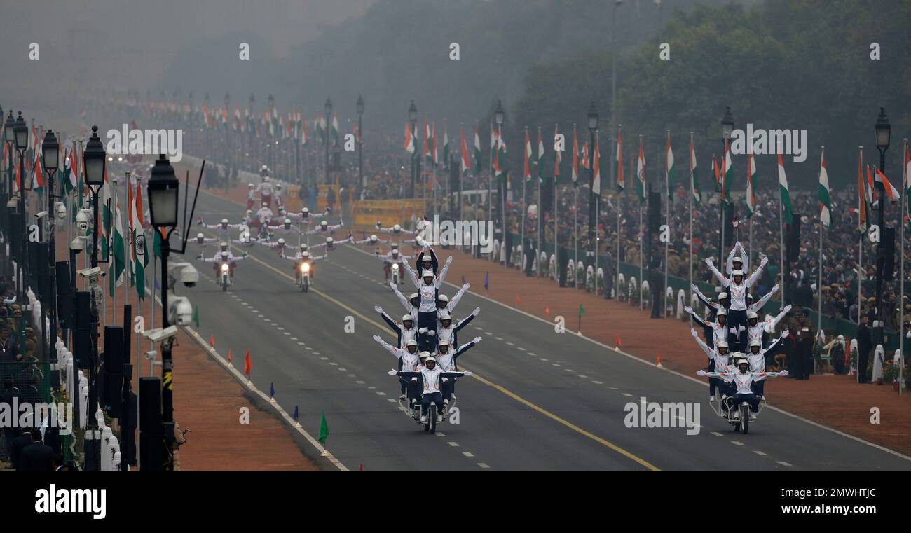 Indian Army daredevils display their skills on motorcycles during ...