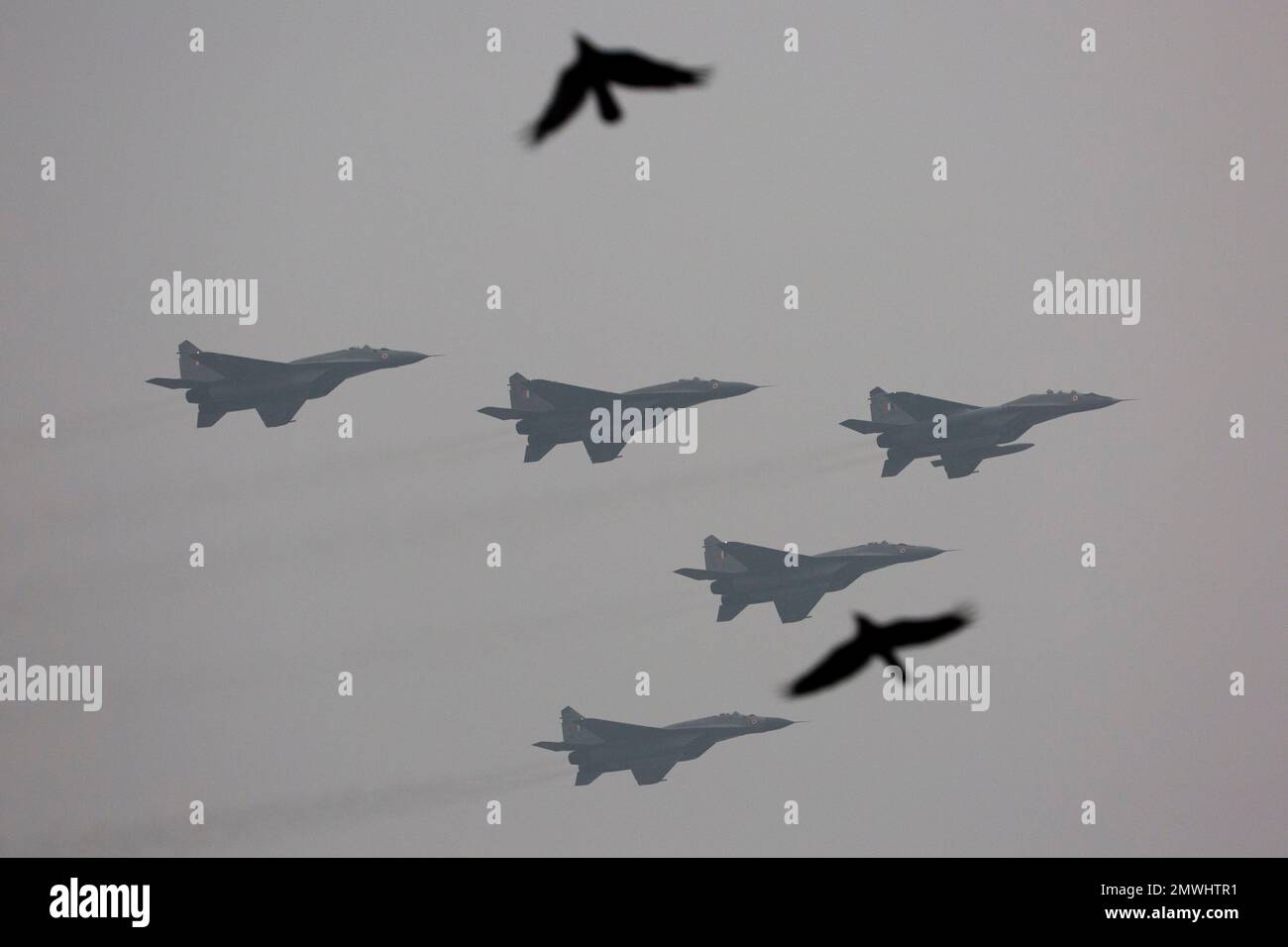 Indian Air Force Jaguar squad make an arrowhead formation during the ...