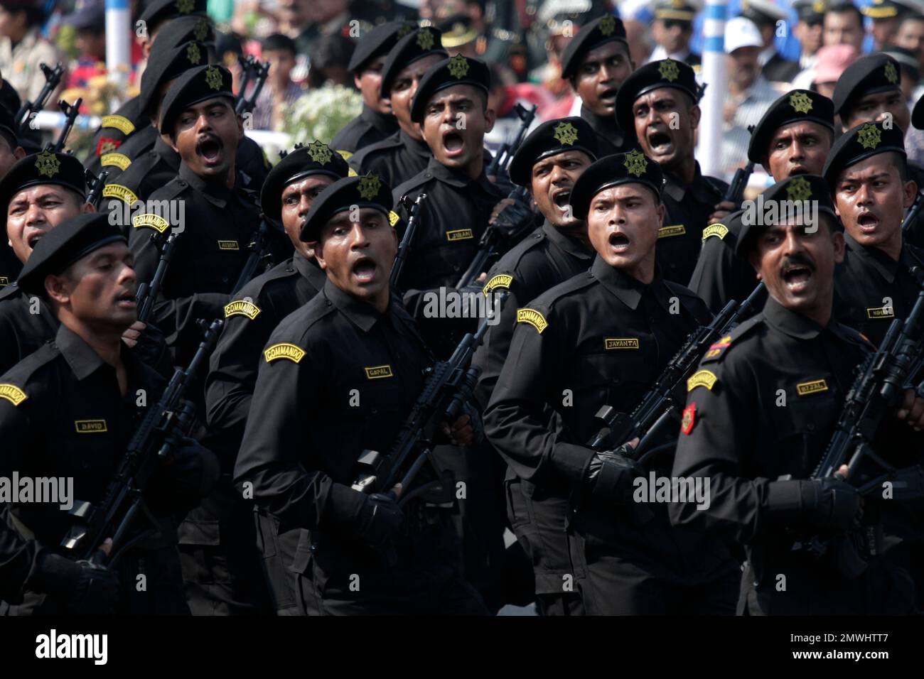 Kolkata Police Commandos march during Republic Day ceremonial parade in ...