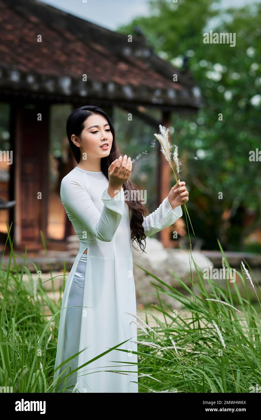 Ho Chi Minh city, Viet Nam: Ao Dai is traditional dress of vietnam, beautiful vietnamese woman ...