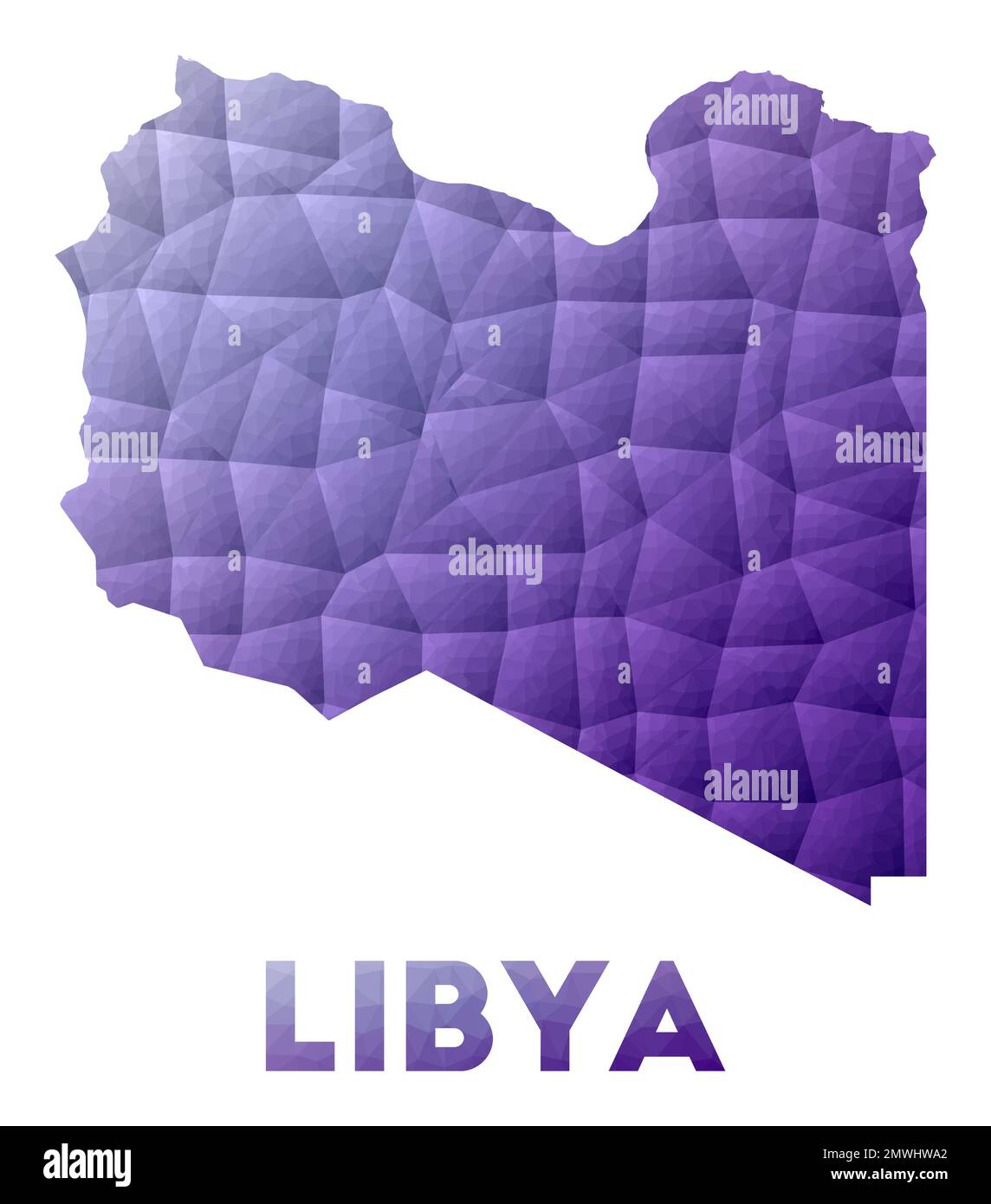 Map of Libya. Low poly illustration of the country. Purple geometric ...