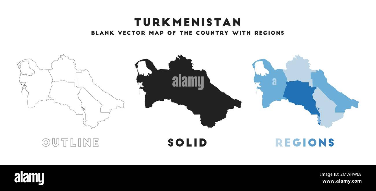 Turkmenistan map. Borders of Turkmenistan for your infographic. Vector country shape. Vector ...