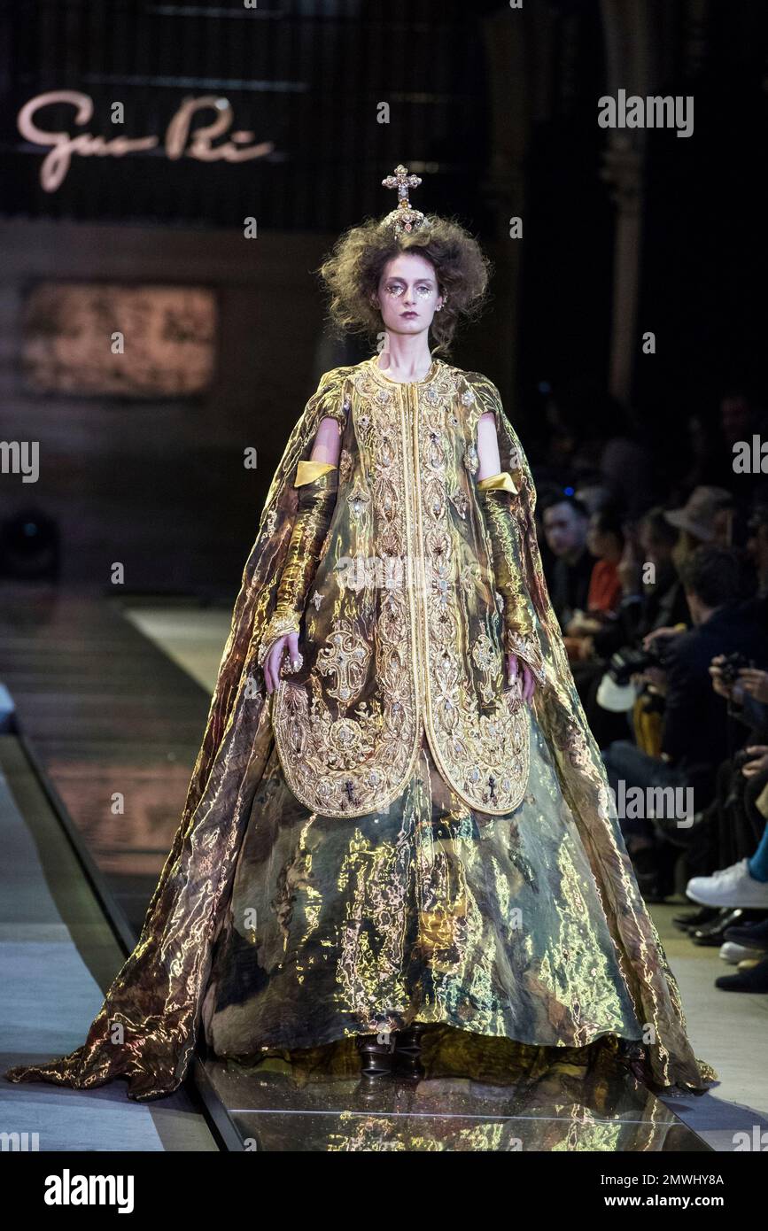 A model wears a creation for Guo Pei's Haute Couture Spring-Summer 2017 ...