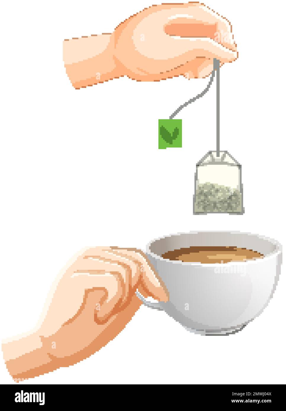 Hand holding tea bag and cup illustration Stock Vector Image & Art - Alamy