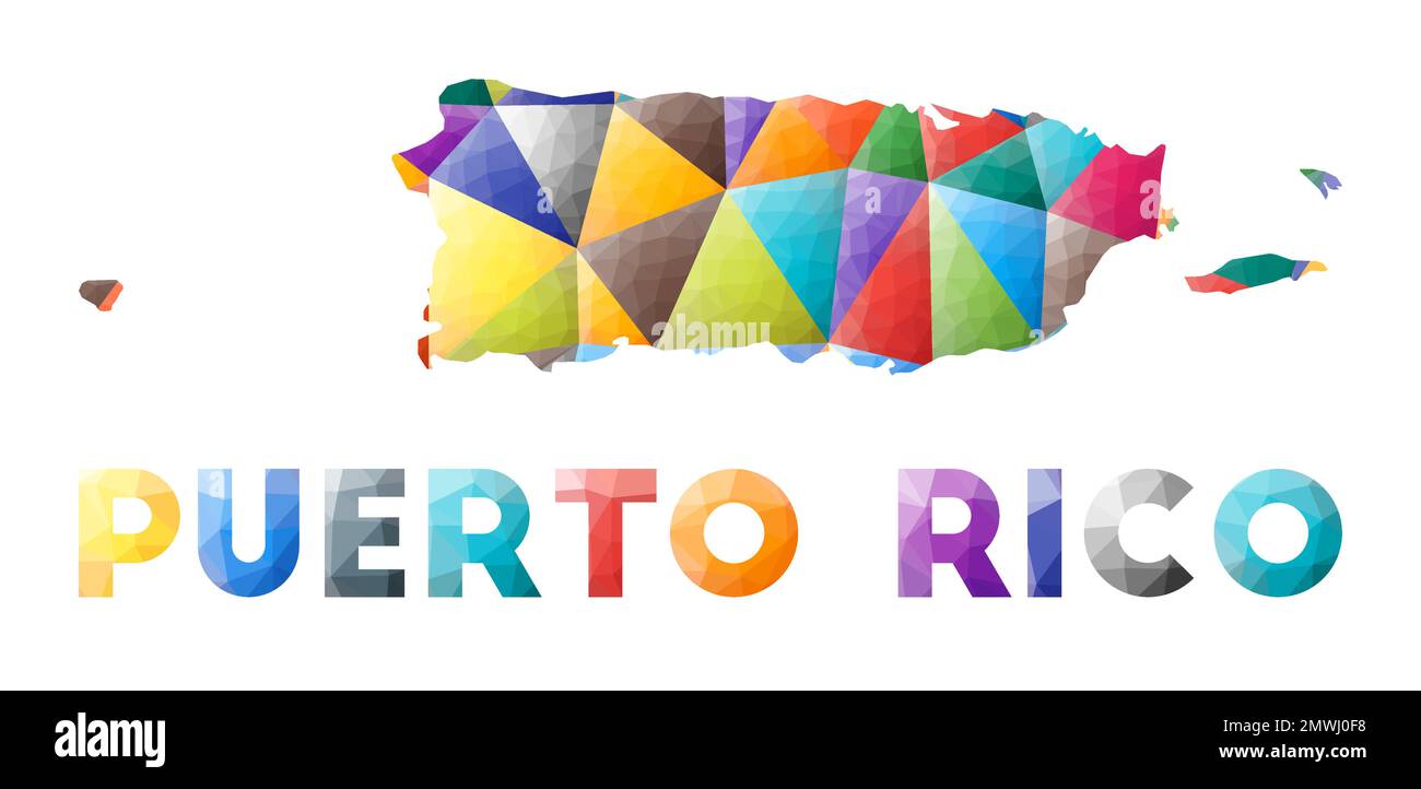 Puerto Rico - colorful low poly country shape. Multicolor geometric ...