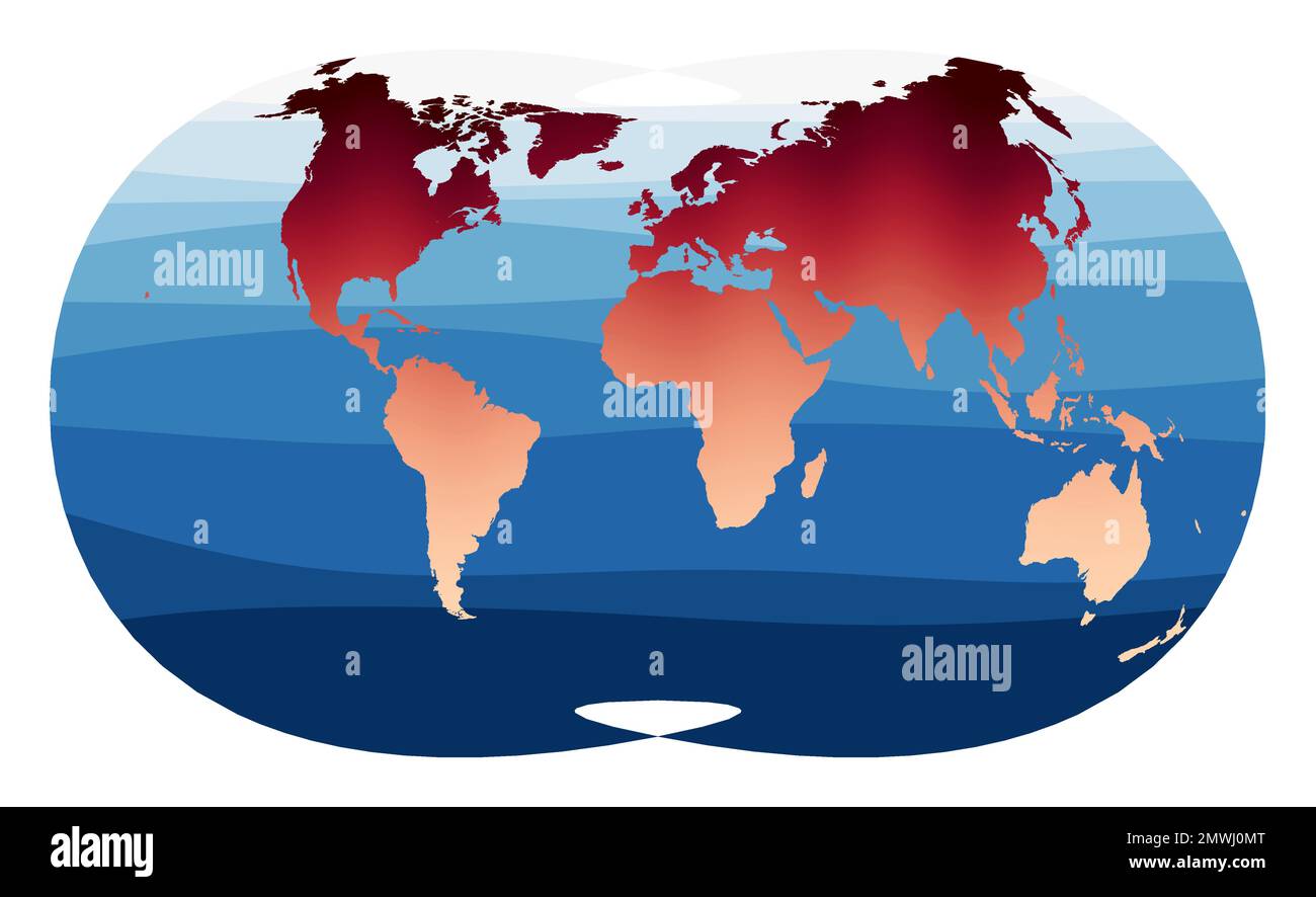 World Map Vector Laskowski Tri Optimal Projection World In Red Orange Gradient On Deep Blue