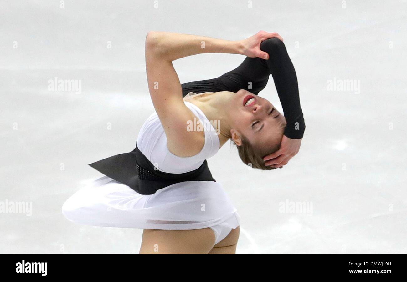 Carolina Kostner, of Italy, skates her short program at the Figure ...