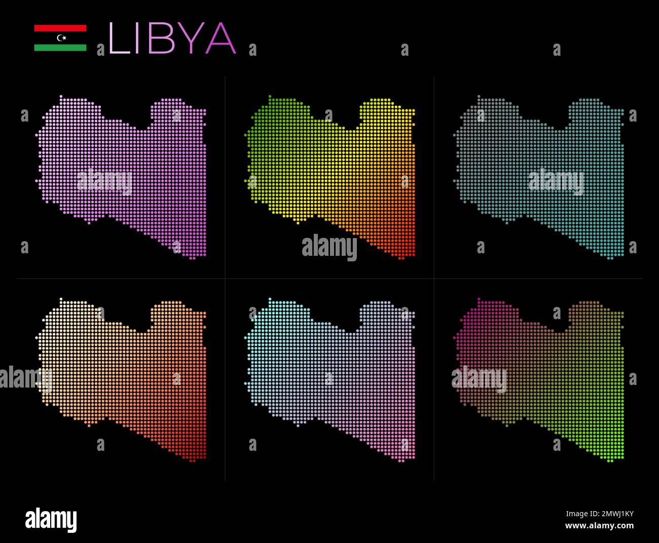 Libya dotted map set. Map of Libya in dotted style. Borders of the ...