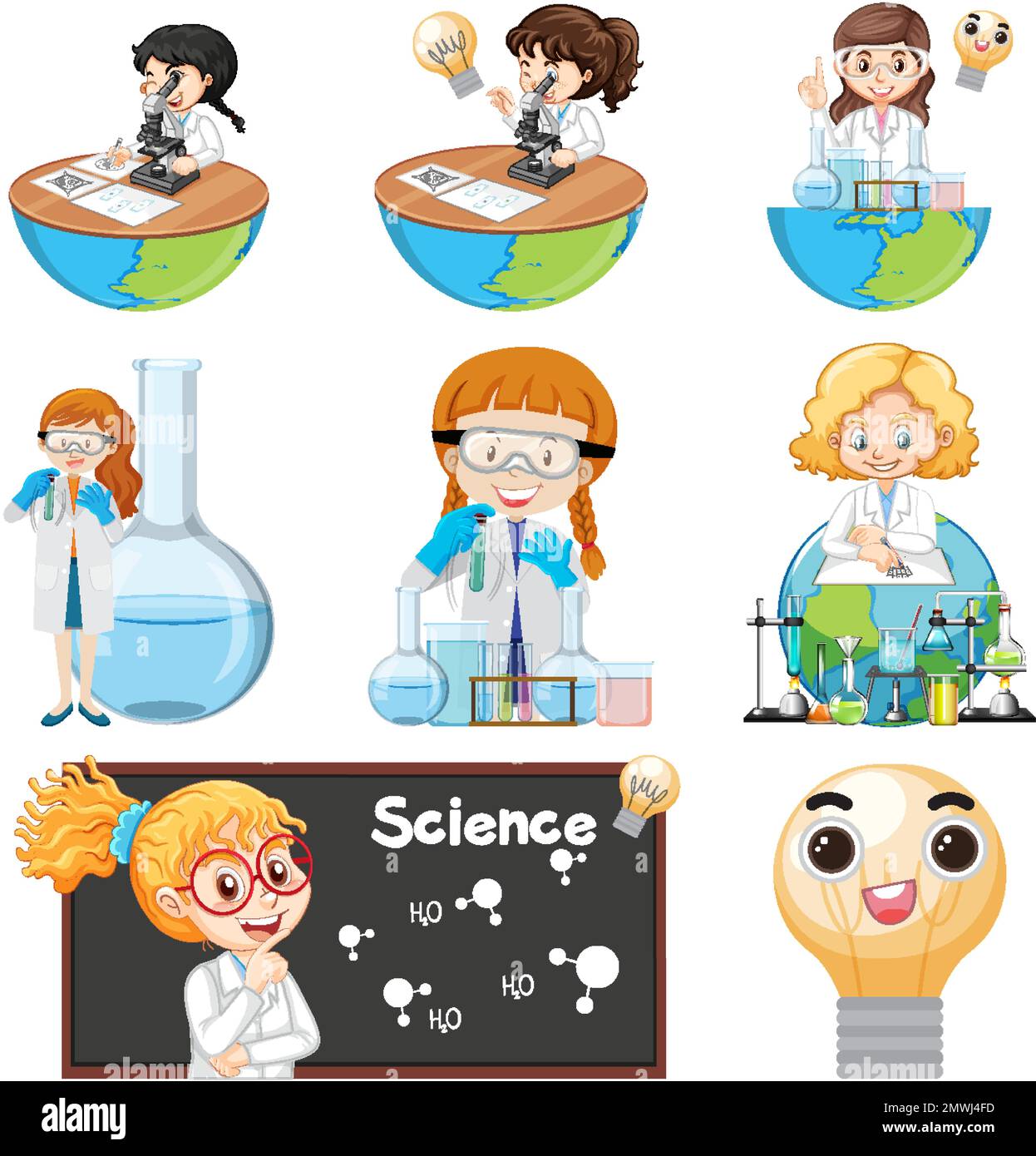 Set of scientist kids characters illustration Stock Vector Image & Art ...