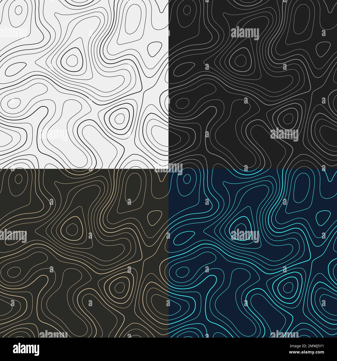 Topography patterns. Seamless elevation map tiles. Captivating isoline ...