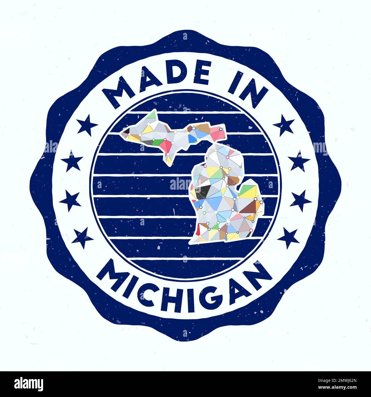 Made In Michigan. US state round stamp. Seal of Michigan with border ...