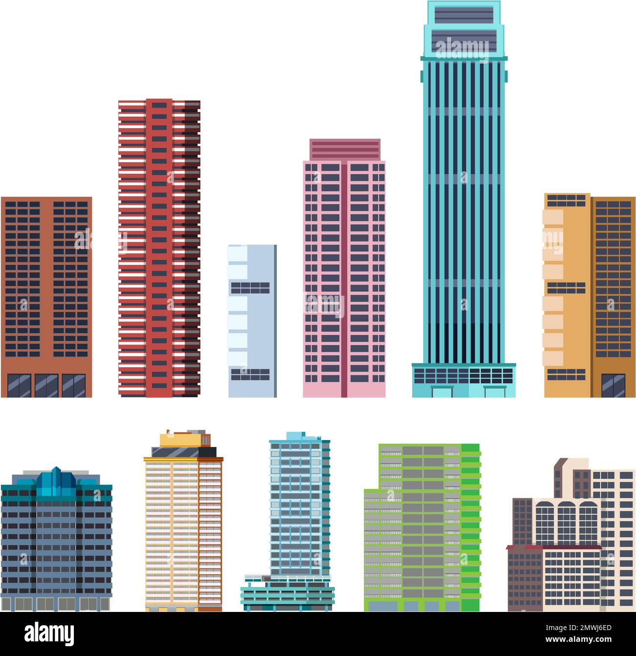 Different buildings set on white background illustration Stock Vector ...