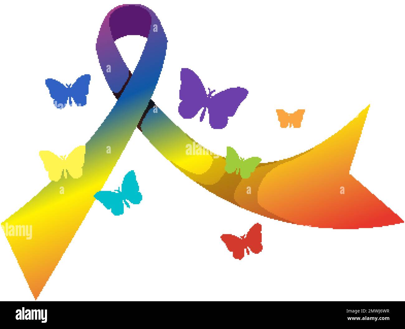 Rainbow ribbon with butterflies illustration Stock Vector Image & Art ...