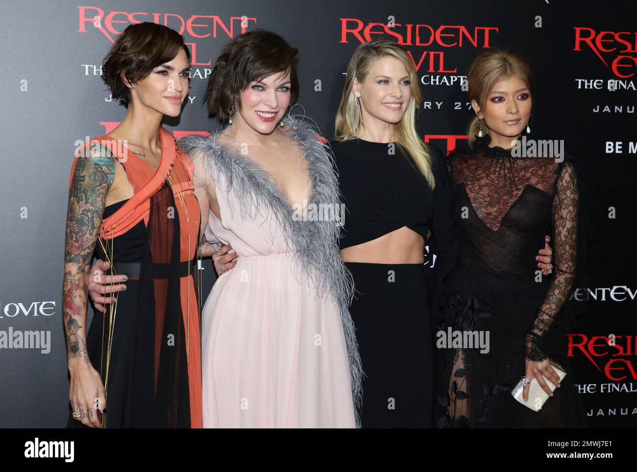 Ruby Rose, from left, Milla Jovovich, Ali Larter and Rola arrive at the ...