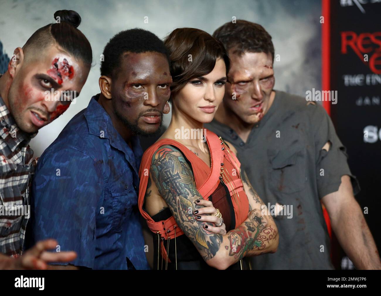 Ruby Rose poses with characters from "Resident Evil: The Final Chapter ...