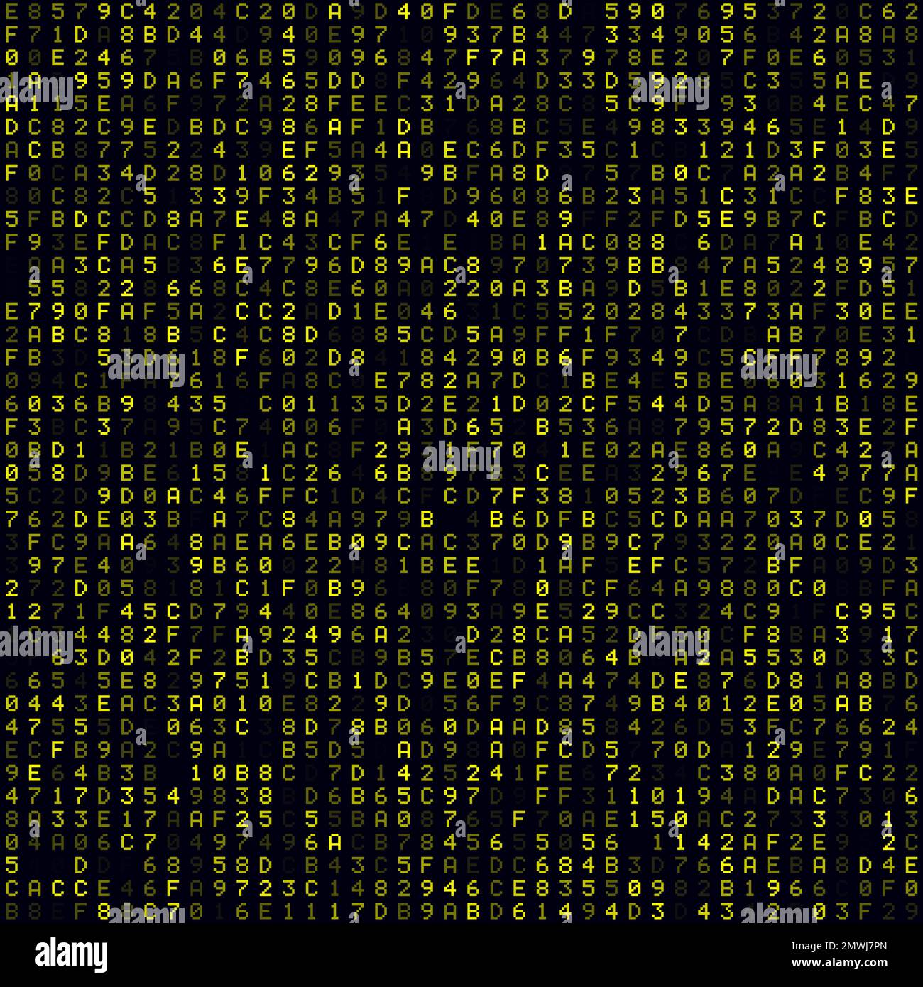 Futuristic tech background. Yellow filled hexadecimal background ...