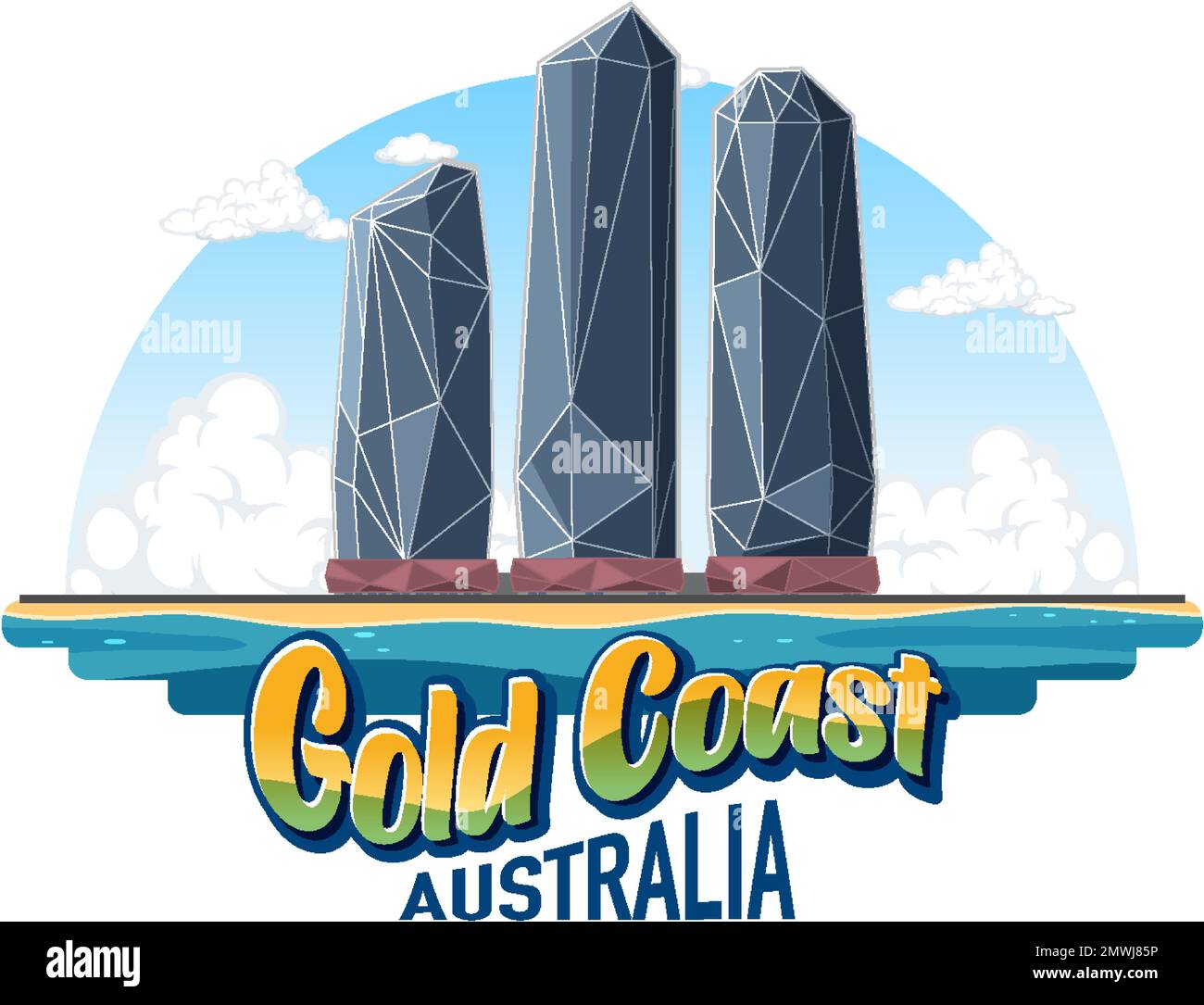 Gold Coast Australia Building Landmark illustration Stock Vector Image ...