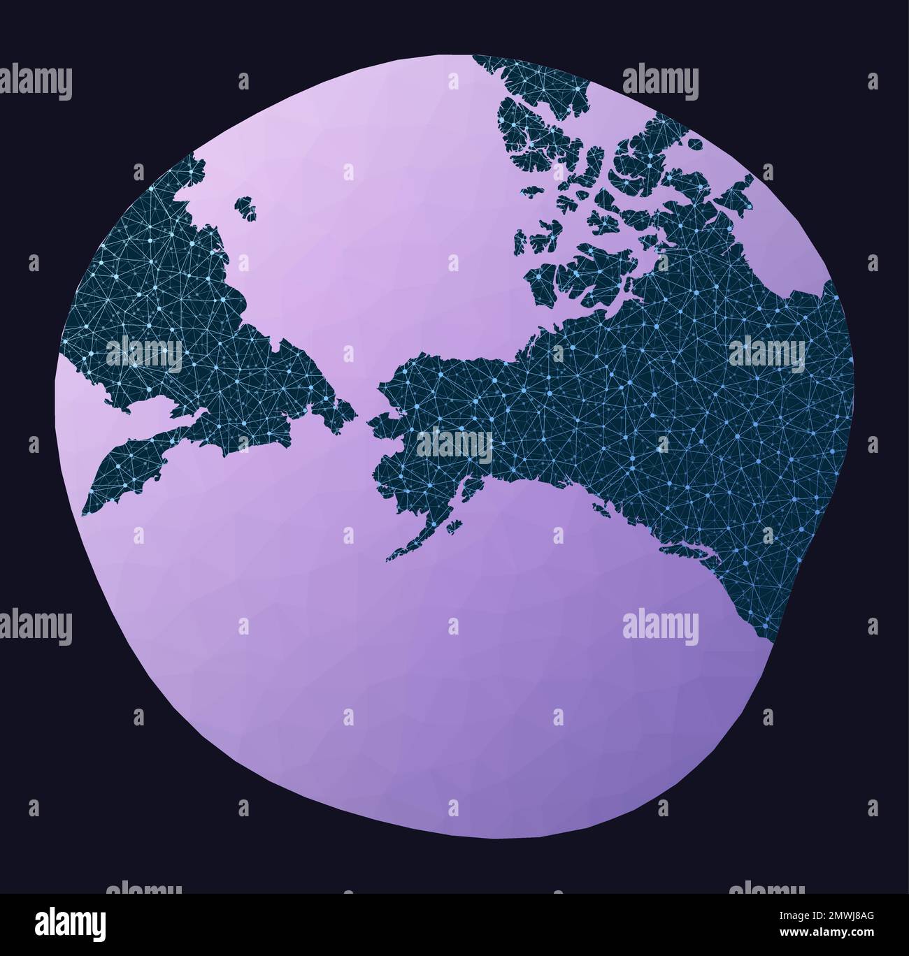 Global Internet Business Concept Modified Stereographic Projection For Alaska World Network