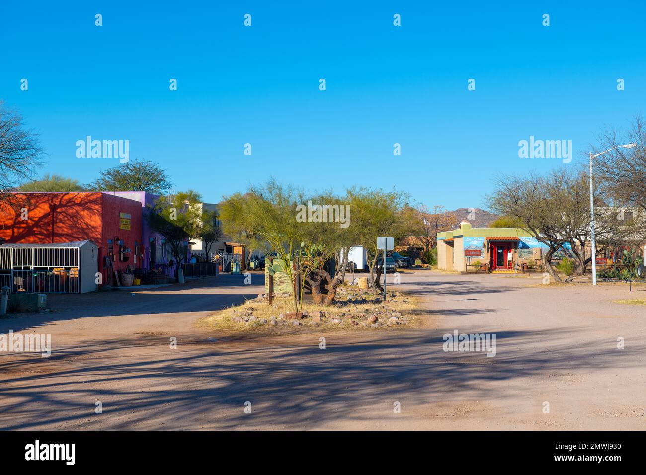 Historic adobe style buildings featured with handcraft arts around ...
