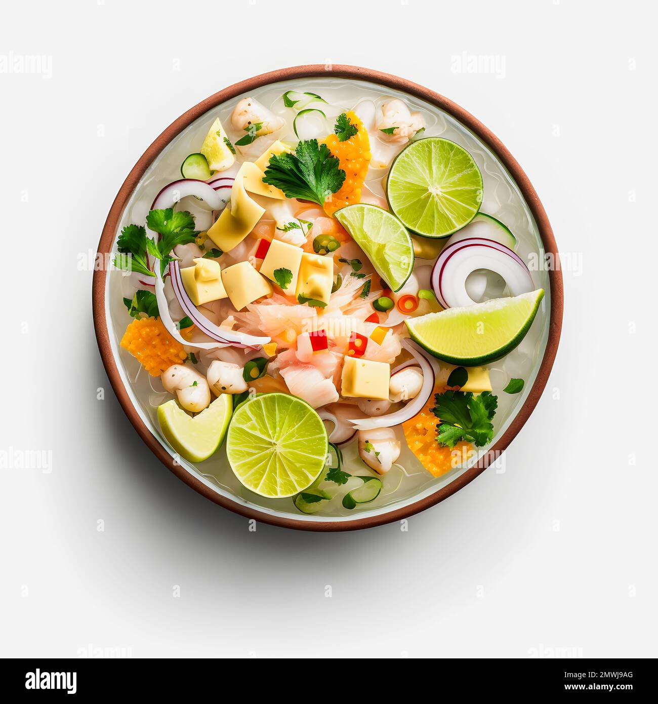 stunning Ceviche on white background food photography. Highlight the ...