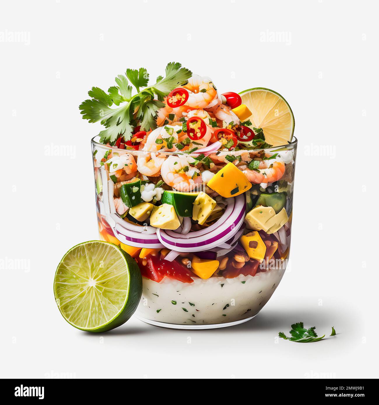 stunning Ceviche on white background food photography. Highlight the ...