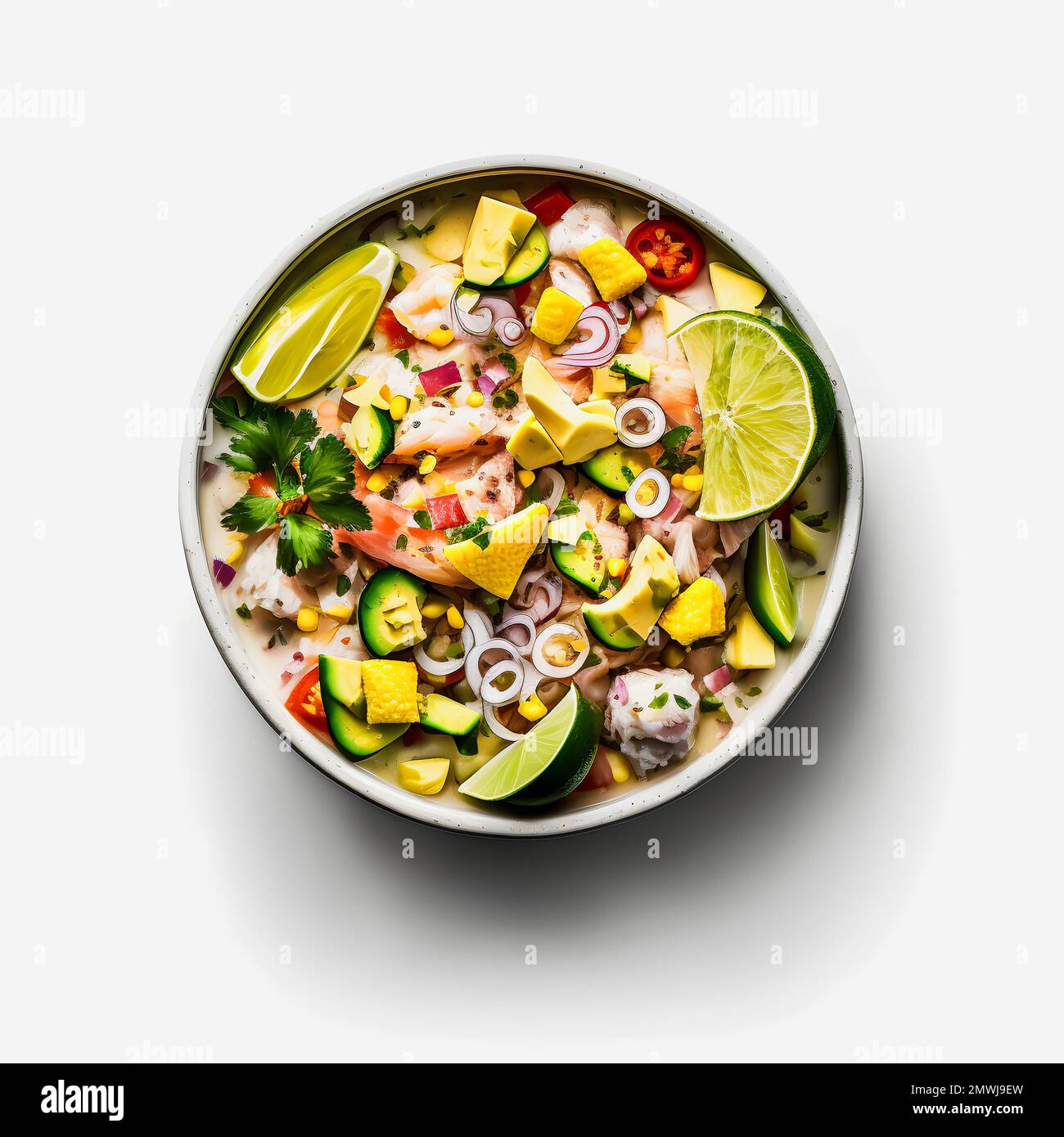 stunning Ceviche on white background food photography. Highlight the ...