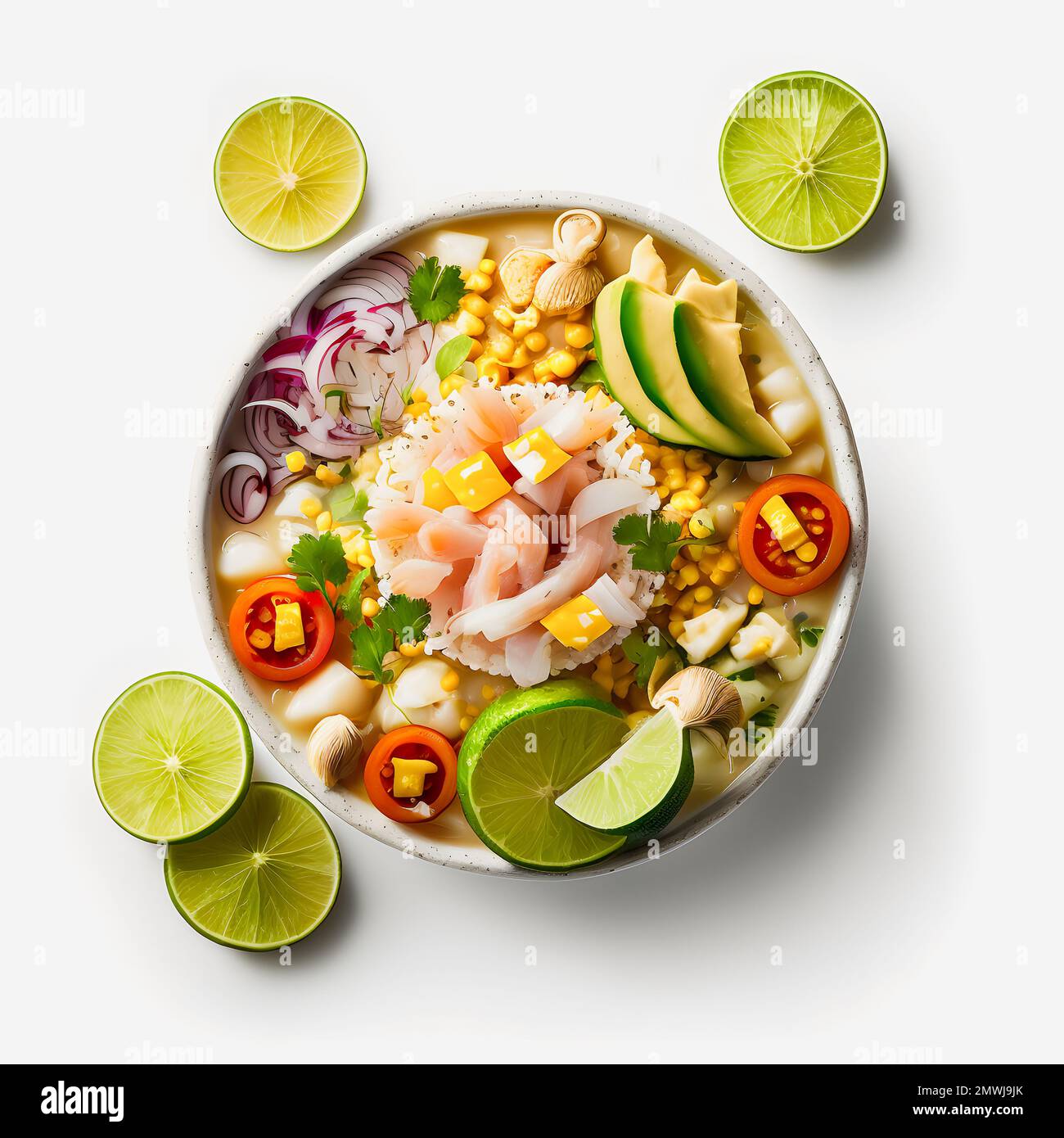 stunning Ceviche on white background food photography. Highlight the ...