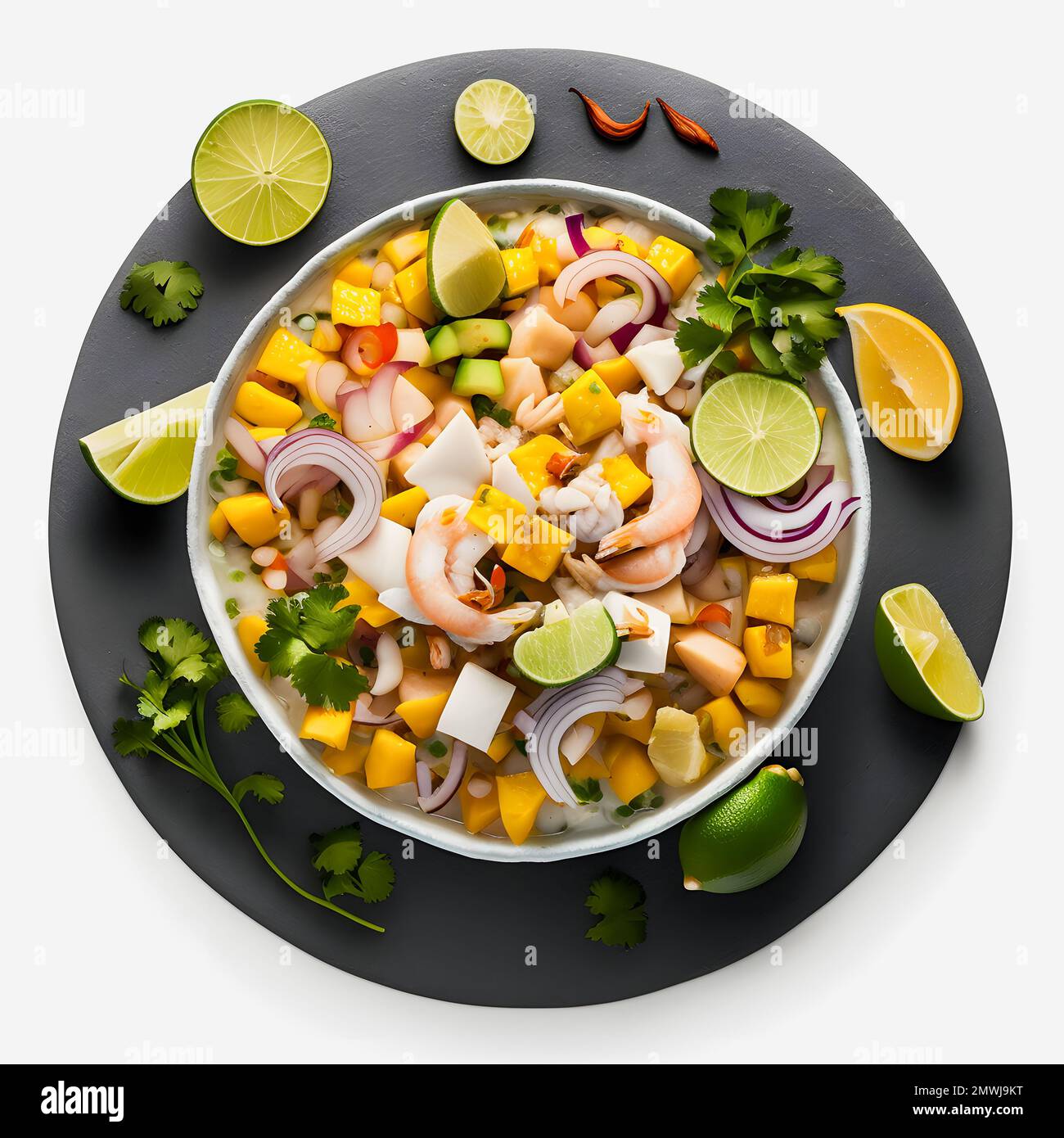 stunning Ceviche on white background food photography. Highlight the ...
