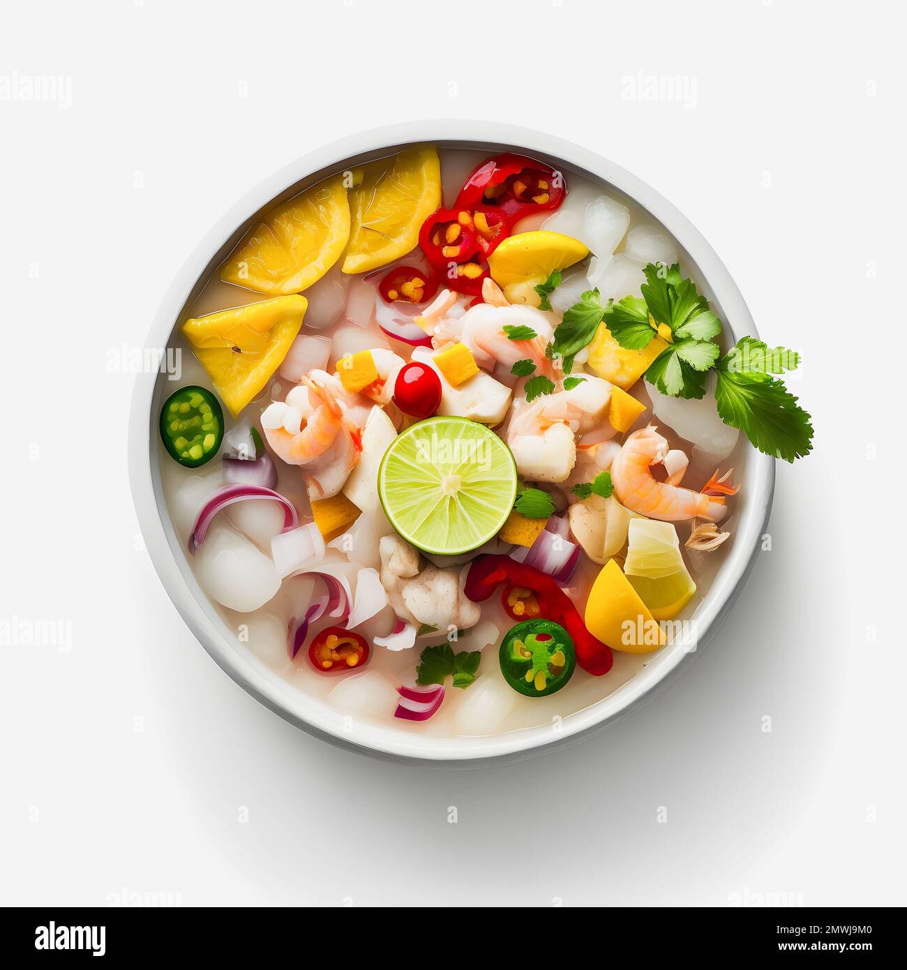 stunning Ceviche on white background food photography. Highlight the ...