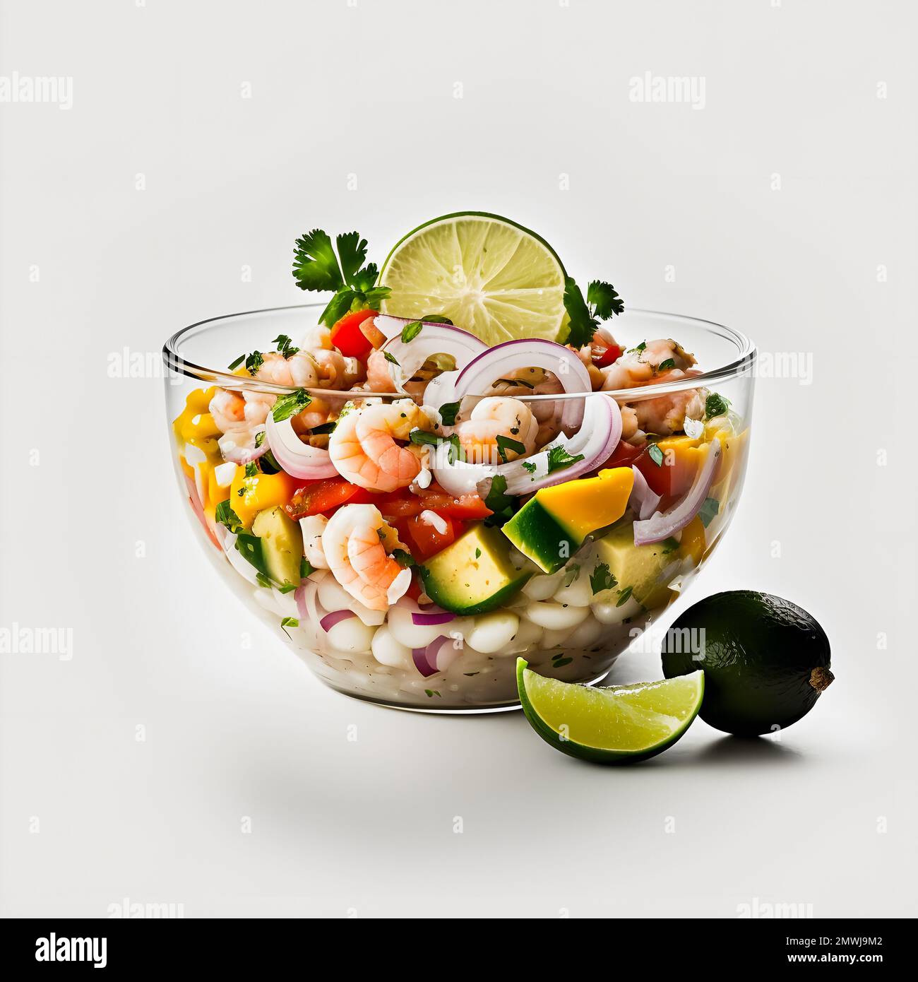 stunning Ceviche on white background food photography. Highlight the ...