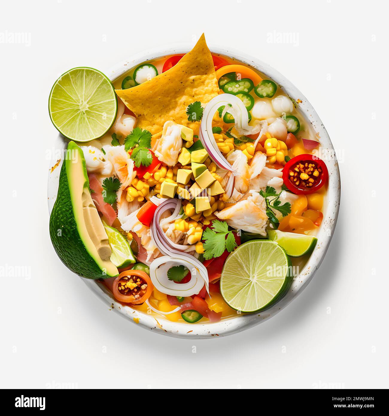 stunning Ceviche on white background food photography. Highlight the ...